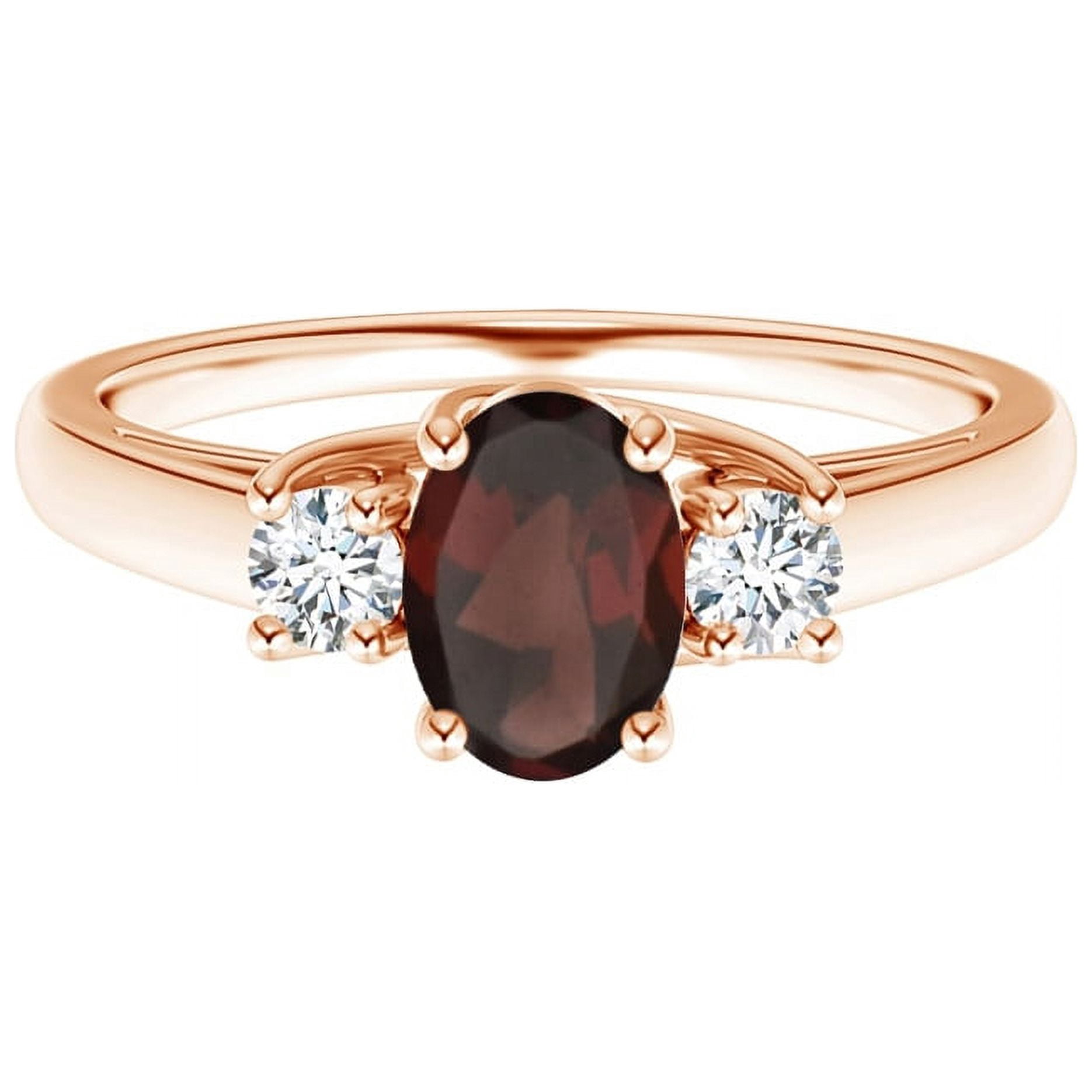 ARMOURA JEWELS Oval Shape Red Garnet Three-Stone Ring 925 Sterling ...