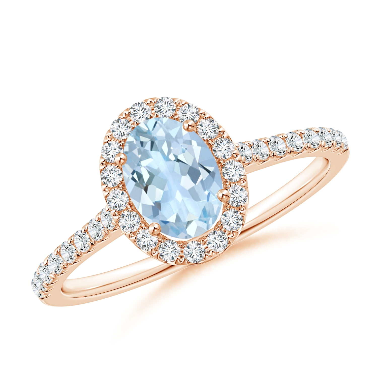 ARMOURA JEWELS Prong Set Oval Shape Blue Aquamarine Solitaire With ...