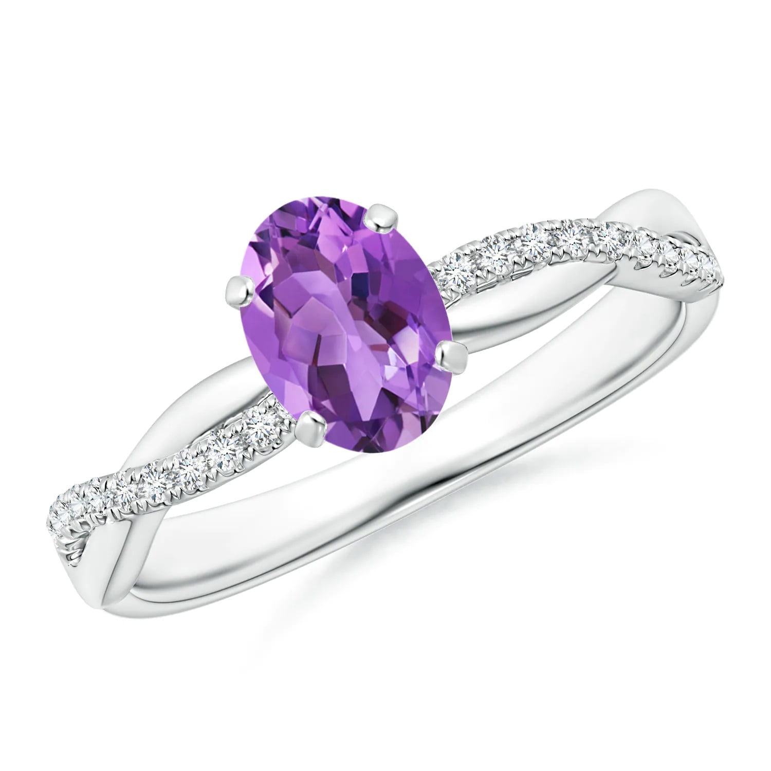 ARMOURA JEWELS Prong Set Oval Shape Purple Amethyst Solitaire With ...