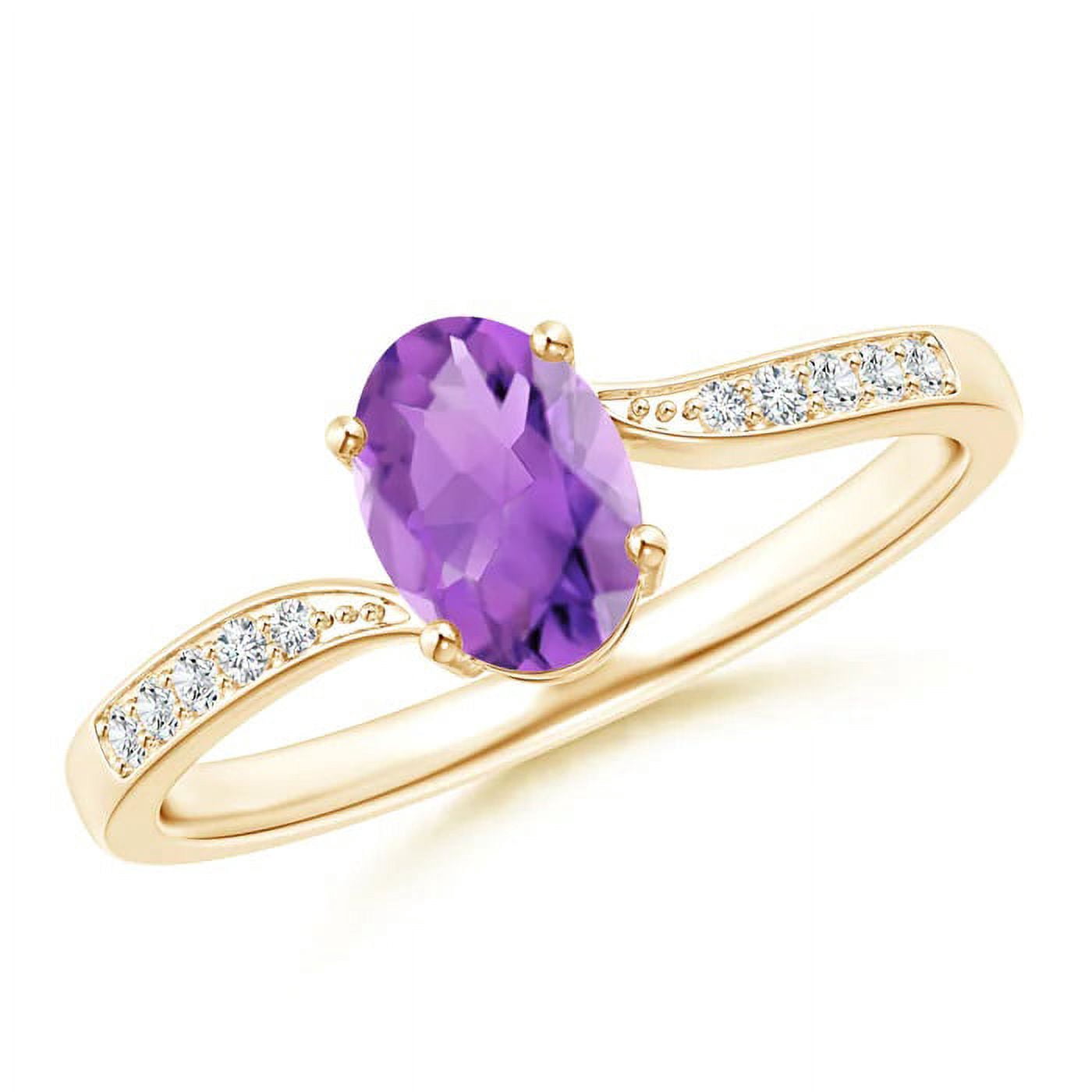 ARMOURA JEWELS Prong Set Oval Shape Purple Amethyst Solitaire With ...