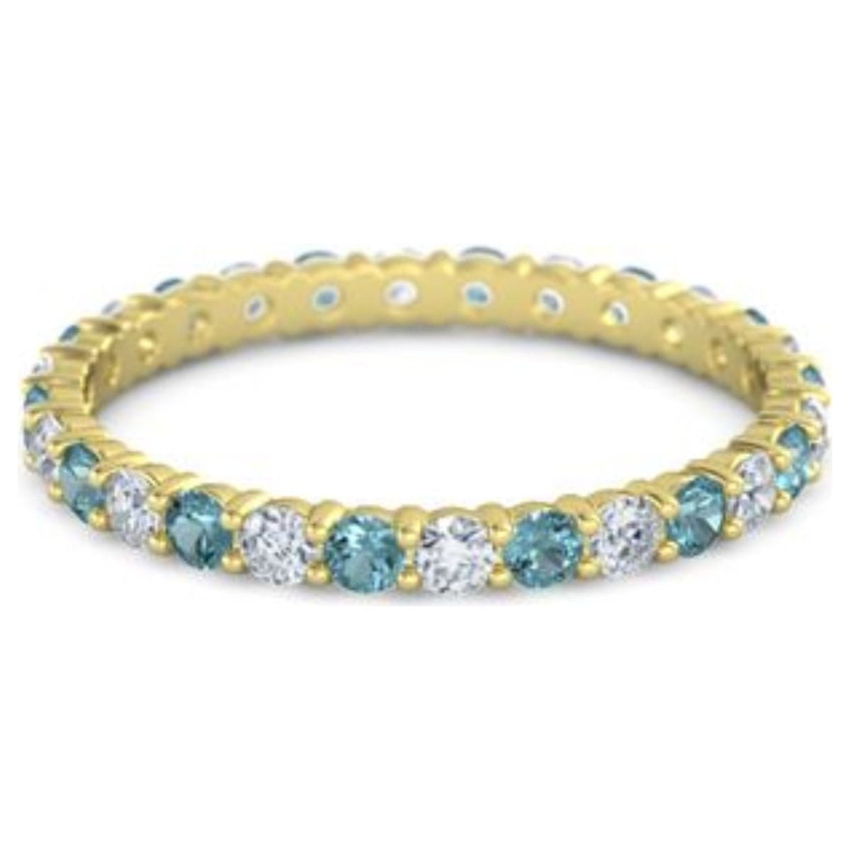 ARMOURA JEWELS Round Shape Blue Topaz Stackable Ring 925 Sterling ...