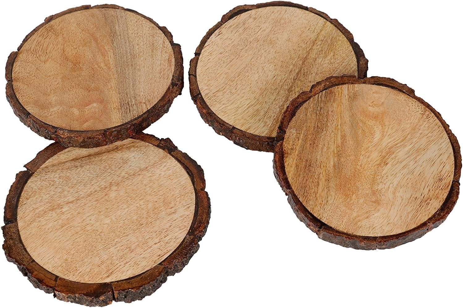 ARNCRAFT Wooden Coasters with Tree Bark Mango Wood Coasters for Your ...