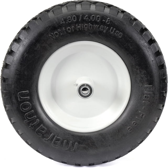 Marathon 16 x 480/400-8 In. Flat Free Wheelbarrow Wheel with Knobby ...