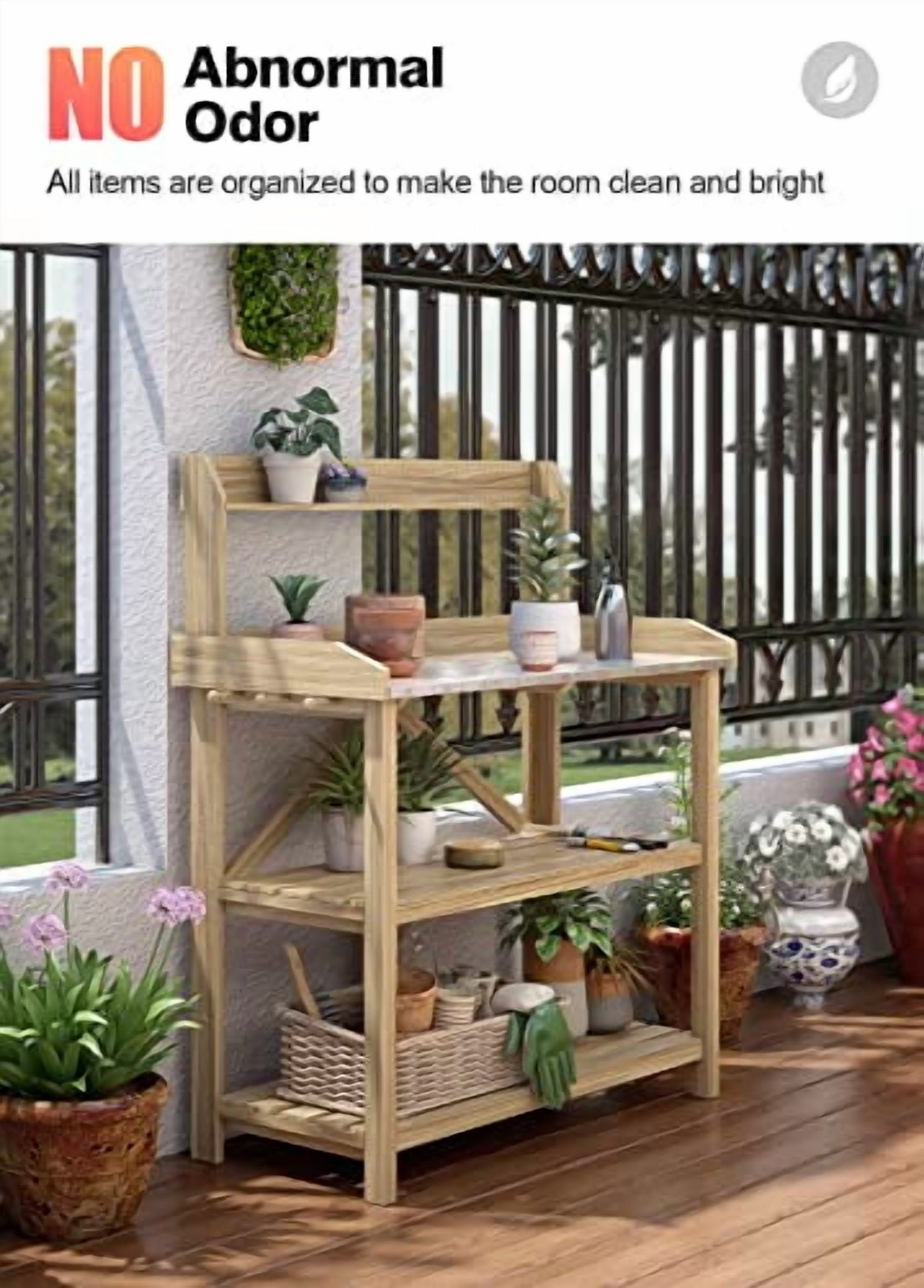 ARNOT Potting , Enhanced 3-Shelf Potting Benches for Outdoors, Wooden ...