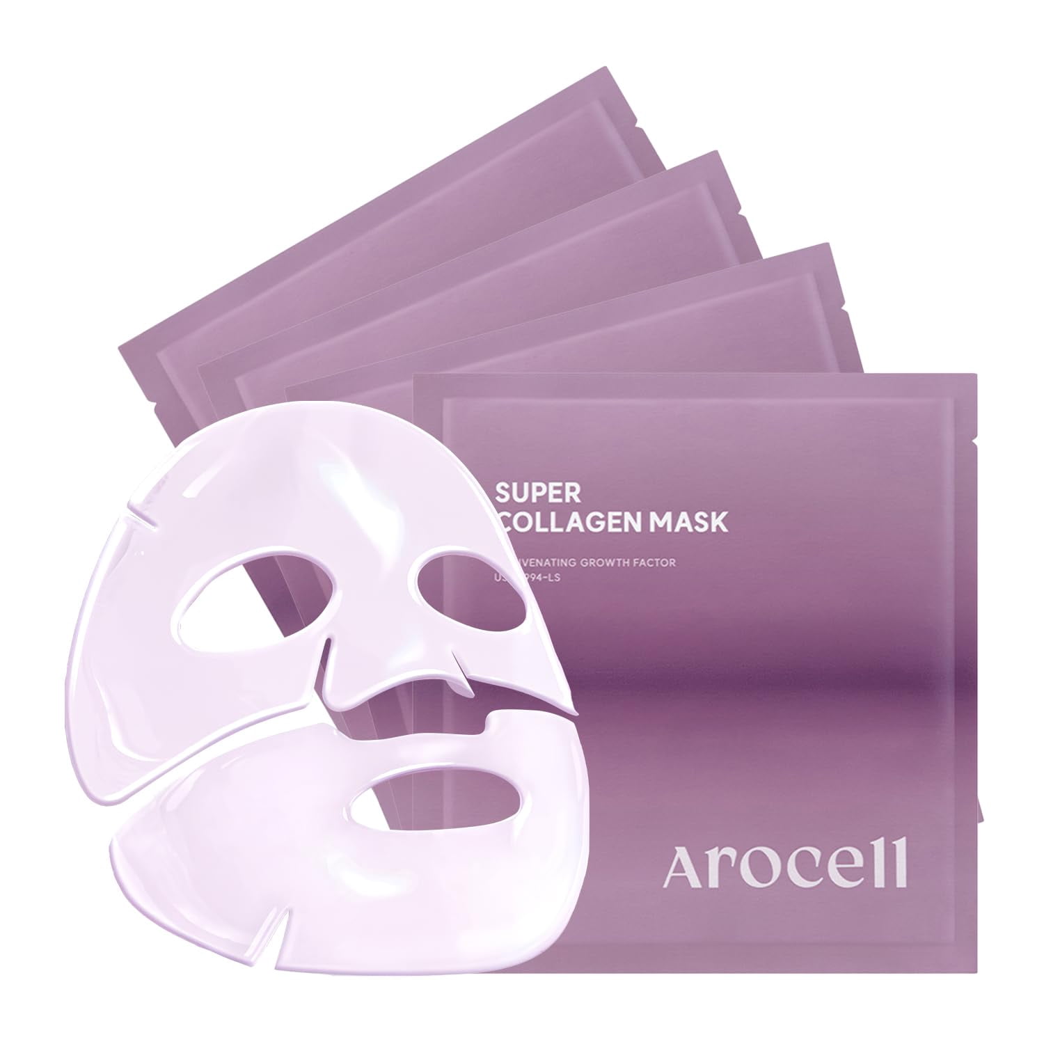 AROCELL Super Collagen Mask SSF20 4 Facial Sheet Dual Matrix Hydrogel ...