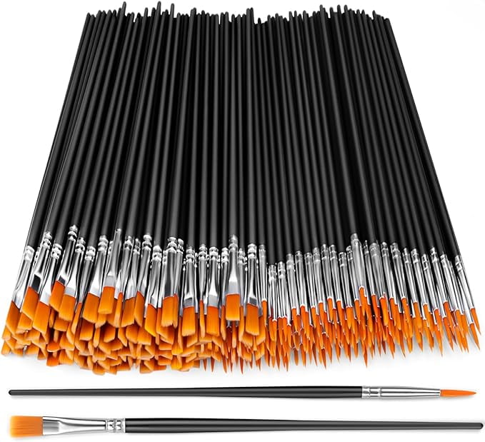 AROIC Small Paint Brushes Bulk,200 Pcs Nylon Hair Paint Brushes with ...