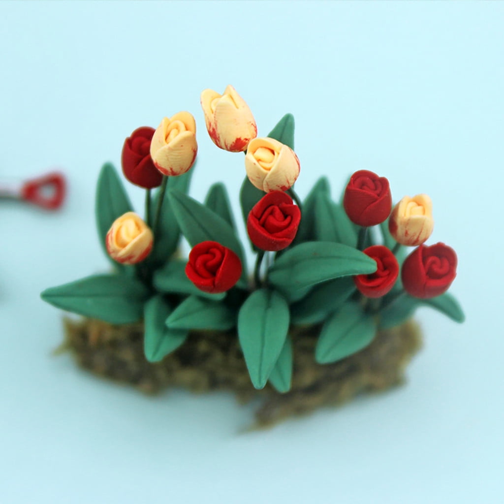 AROKOKO Education Potted Decoration Miniature Play Scene Flower Pretend ...
