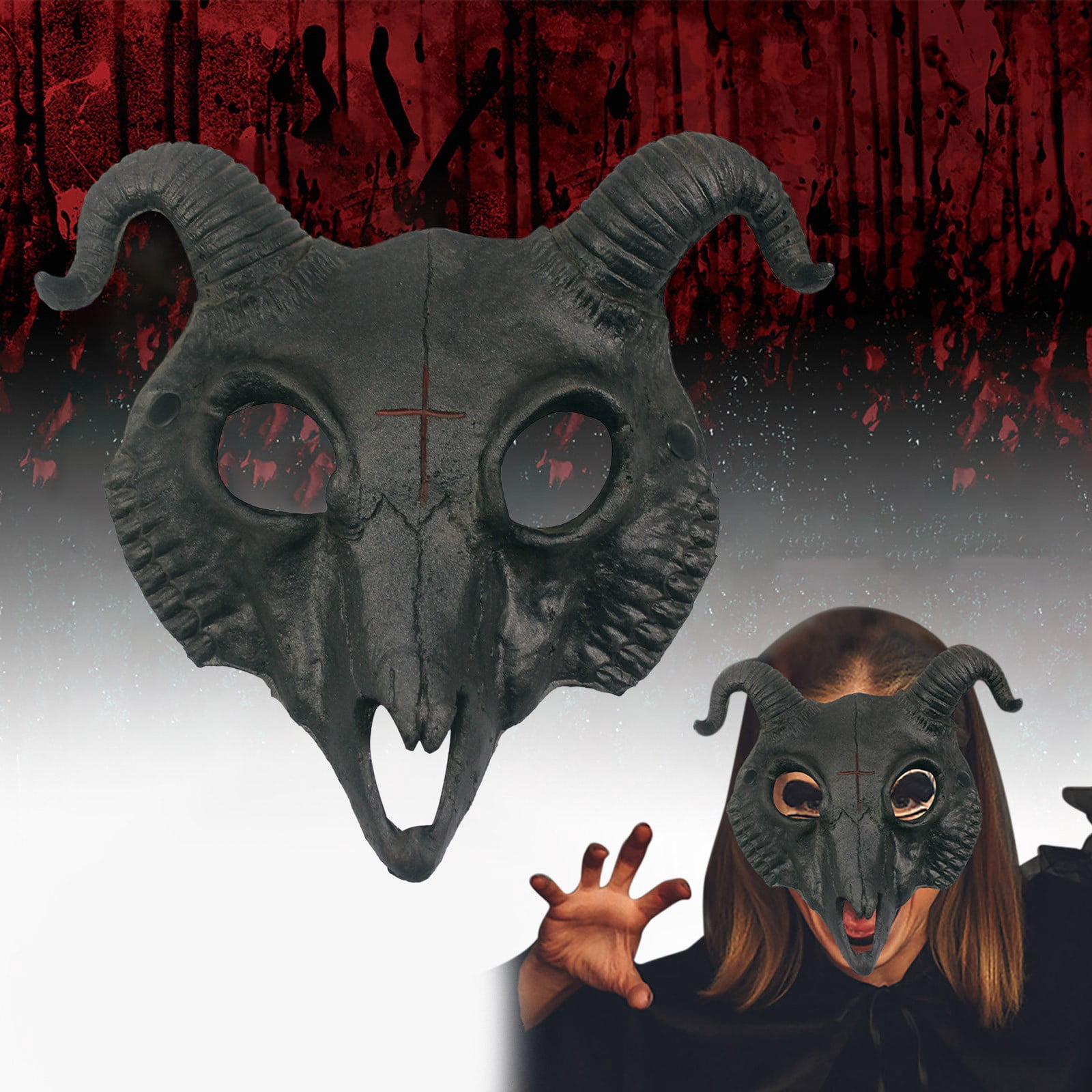 AROKOKO Mask Halloween Scary Headgear Fork Monster Headgear Horror ...