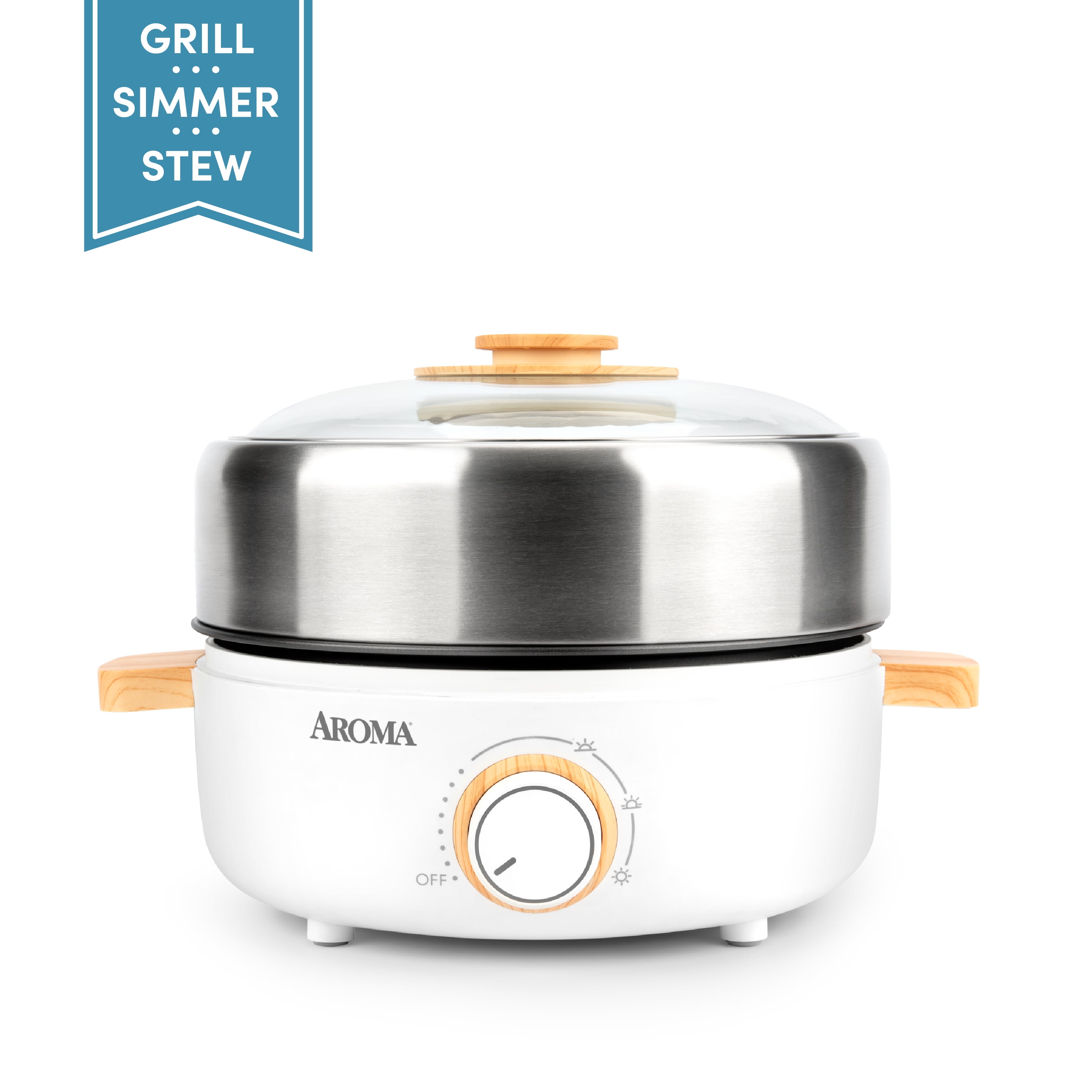 AROMA® 2.5Qt. Whatever Pot™ Stainless Steel Dual Electric Hot Pot ...