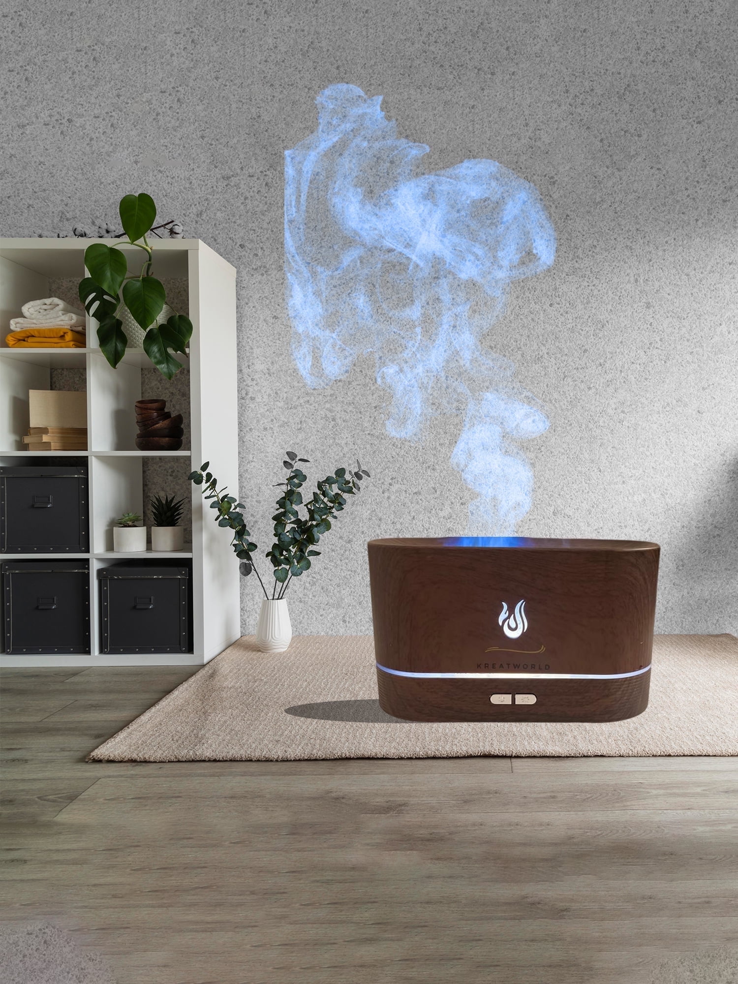 KREAT WORLD 40 Count Brown Ultrasonic Flame Humidifier Diffuser, LED ...