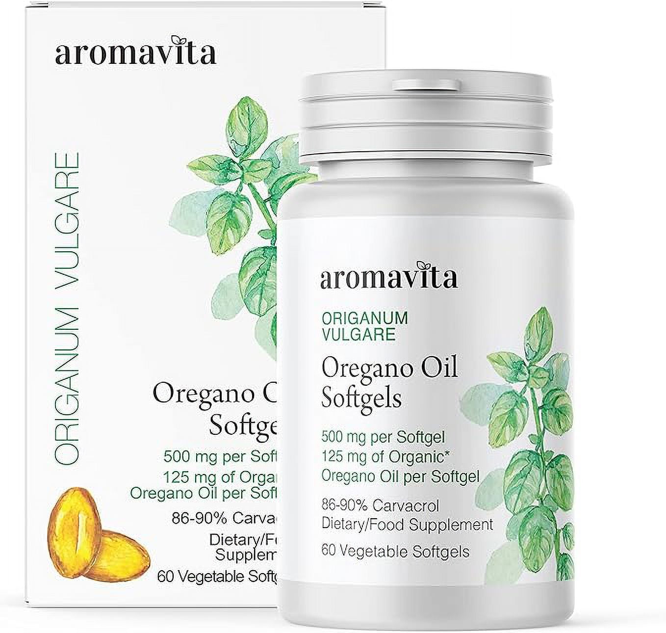 AROMAVITA Oregano Oil Capsules – Non GMO and Gluten Free, Greek Pure Oregano Capsules ...