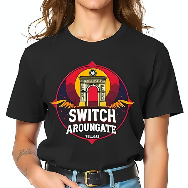 AROUNDGATE Graphic T-Shirt for Women - Bold Band Tee with Vibrant Arch ...