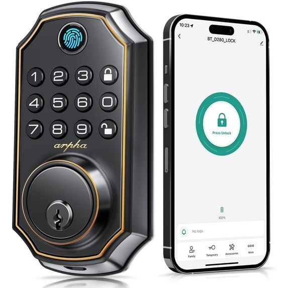 Free Shipping! ARPHA Keyless Entry Door Knock, Smart Fingerprint Door Lock, Keypad Deadbolt with ...