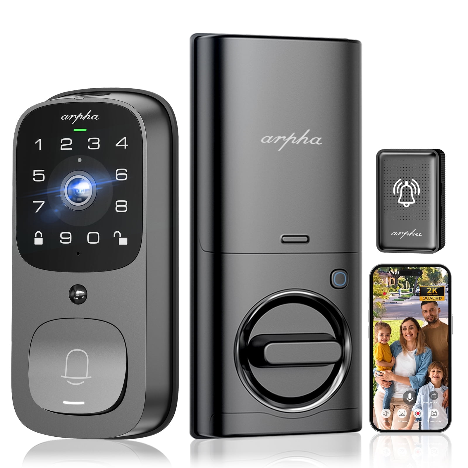 ARPHA Smart Door Lock, 5-in-1 Fingerprint Keyless Entry Door Lock with ...