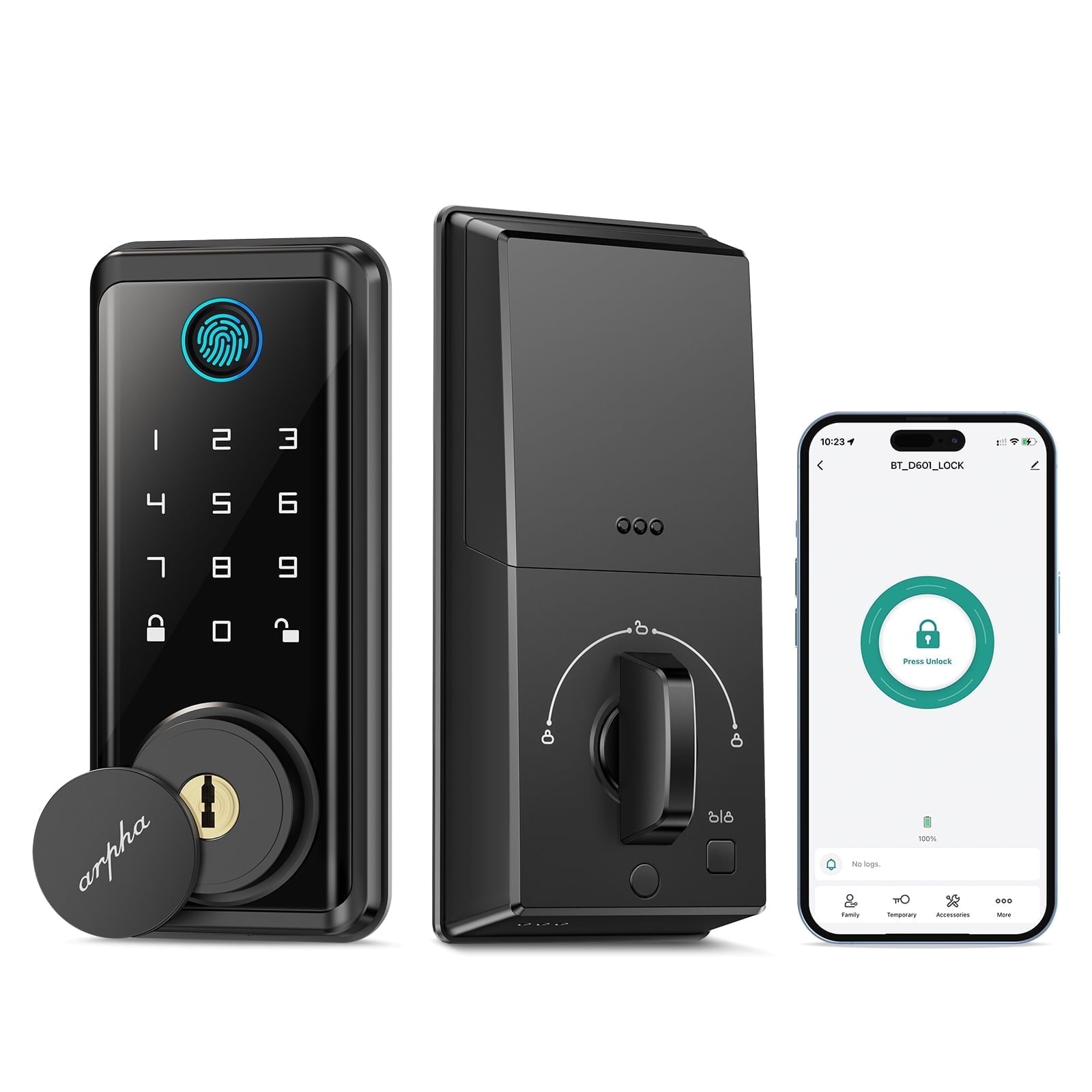 ARPHA Smart Lock, Fingerprint Door Lock, Keyless Entry Door Lock with APP, Smart Locks for Front ...