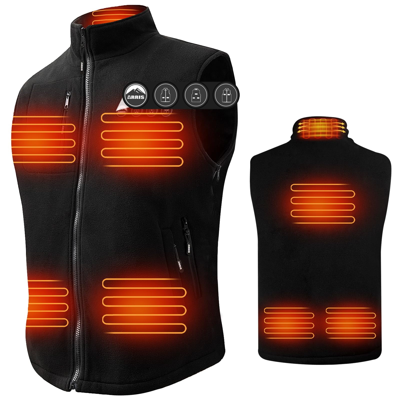 ARRIS Fleece Heated Vest for Men with Battery Pack Included, Size ...