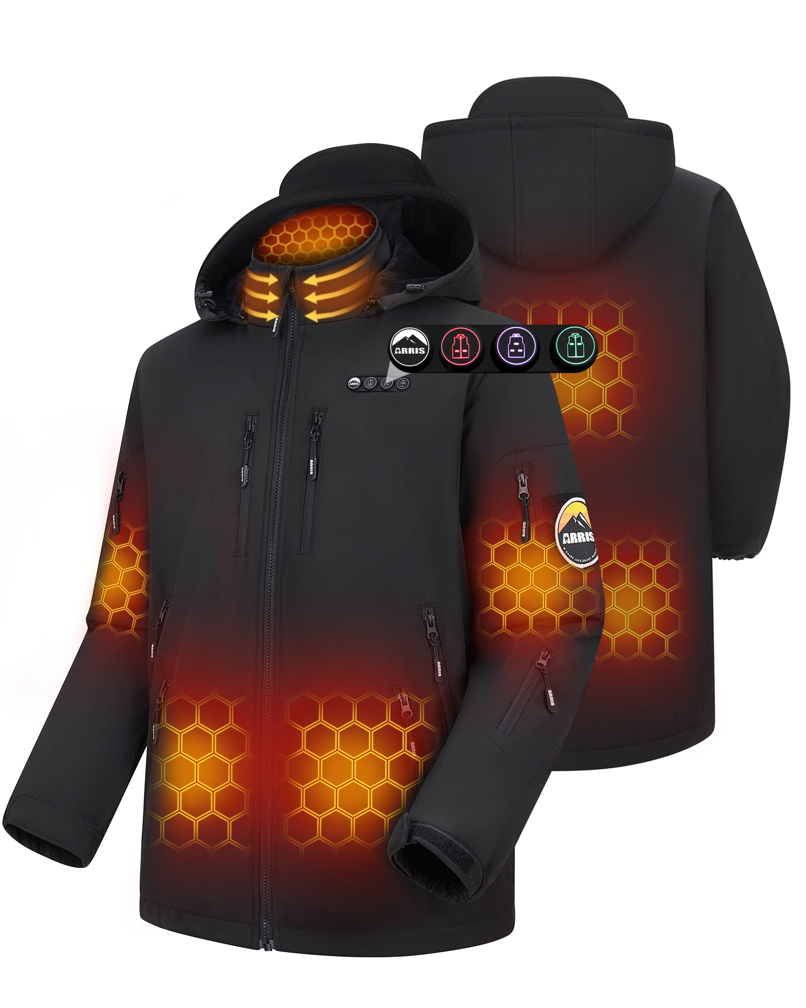 ARRIS Heated Jacket for Men , Electric Heating Soft Shell Coat with 12V ...