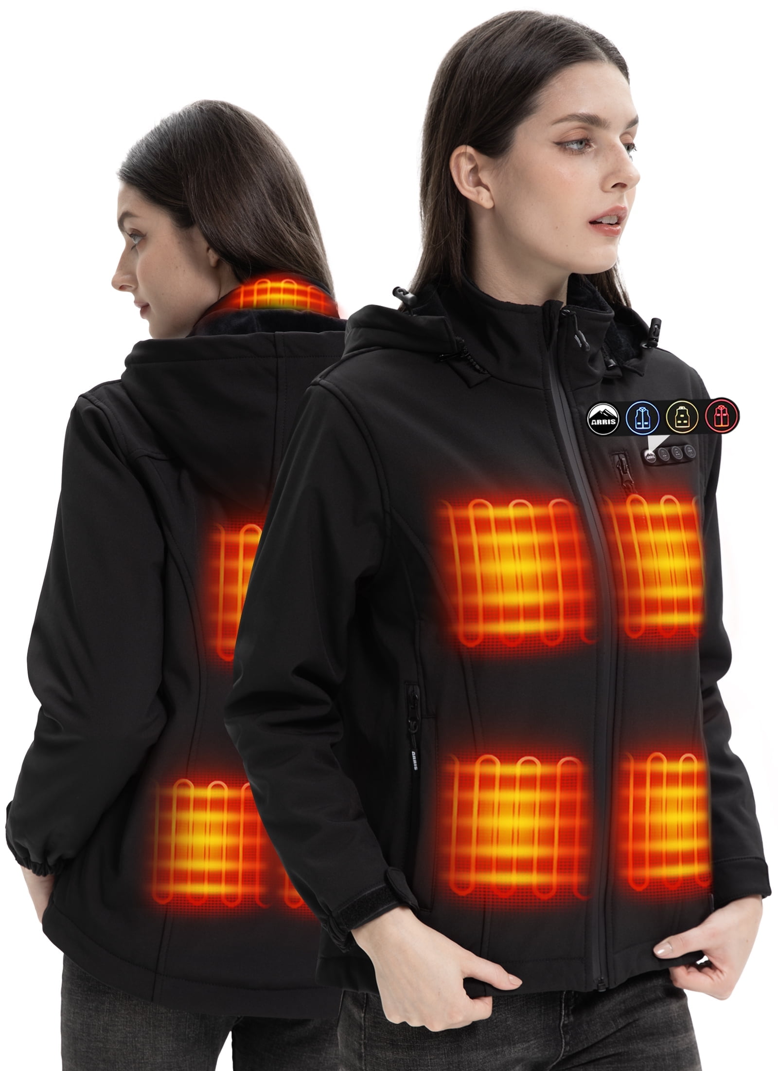 ARRIS Women's Heated Jacket - Electric, Windproof, 7.4V Rechargeable ...