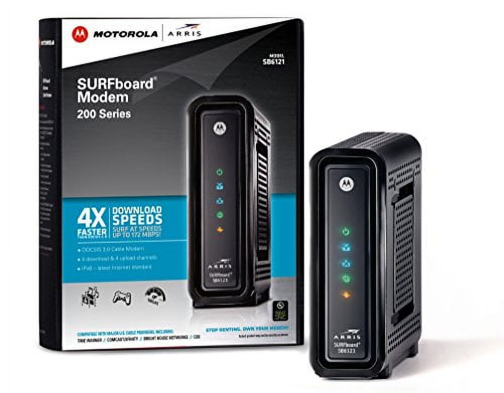 ARRIS Motorola SB6121 SURFboard DOCSIS 3.0 Modem, 4 Channels, 100 Mbps ...