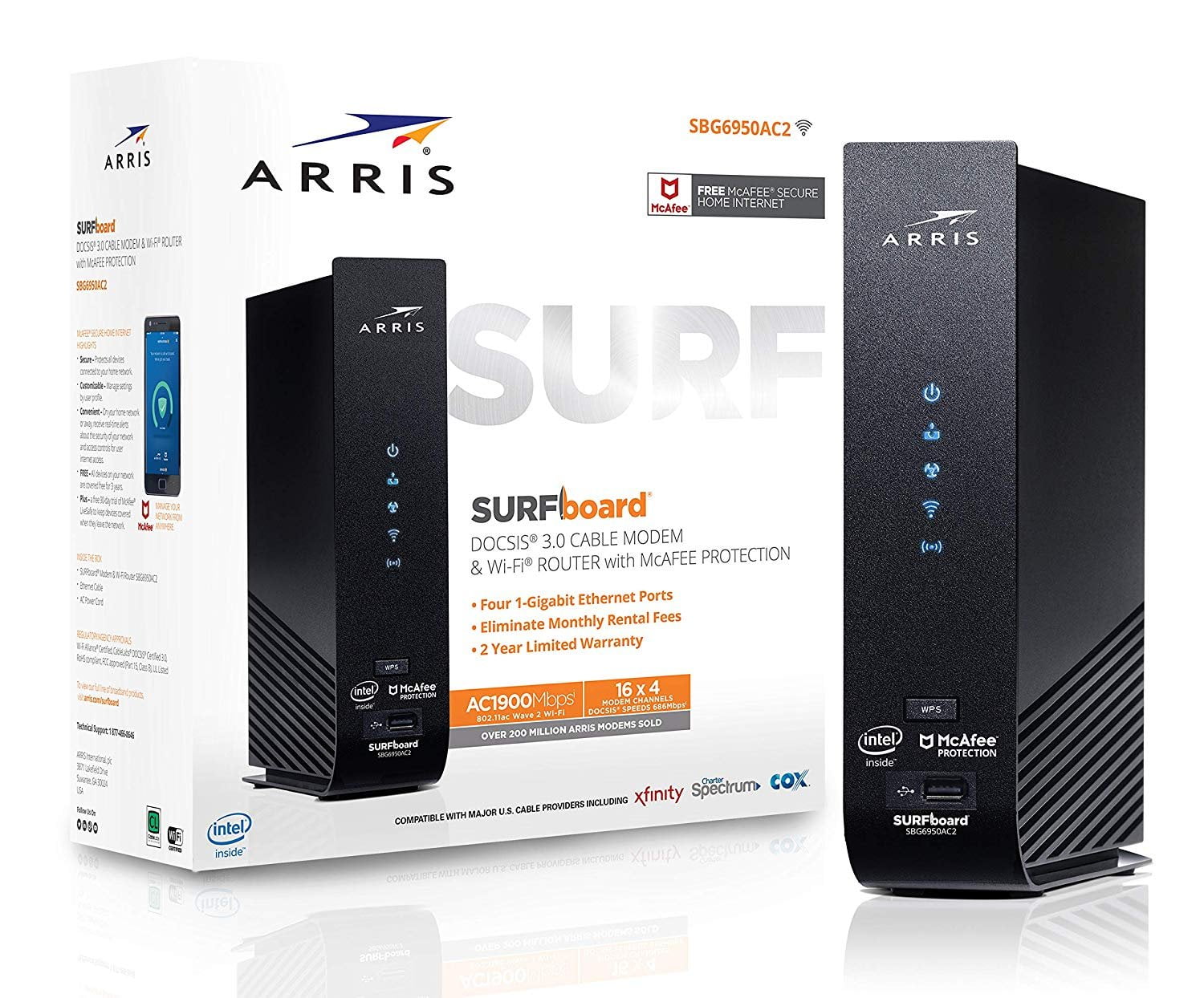 ARRIS SURFboard (16x4) DOCSIS 3.0 Cable Modem Plus AC1900 Dual Band Wi-Fi Router, 686 Mbps Max ...