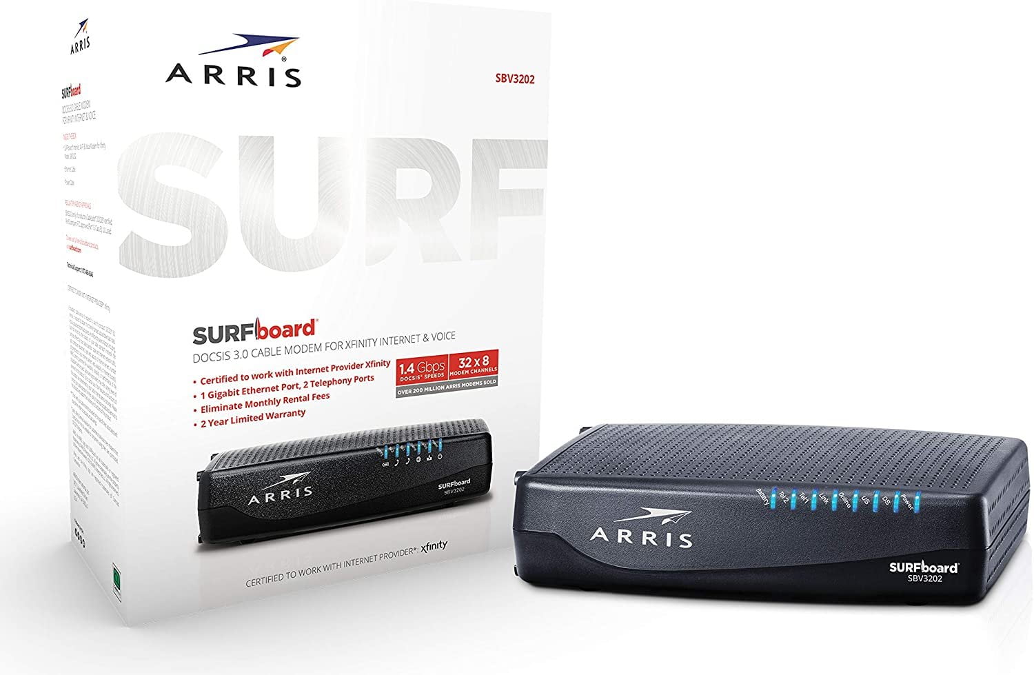 ARRIS Surfboard (32x8) Docsis 30 Cable Modem for Xfinity Internet Voice ...