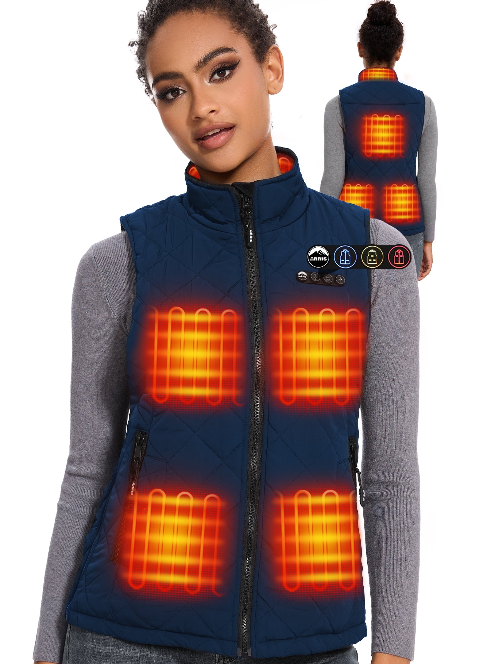 ARRIS Women's Heated Vest with 7.4V Battery & USB Warming Power Pack ...