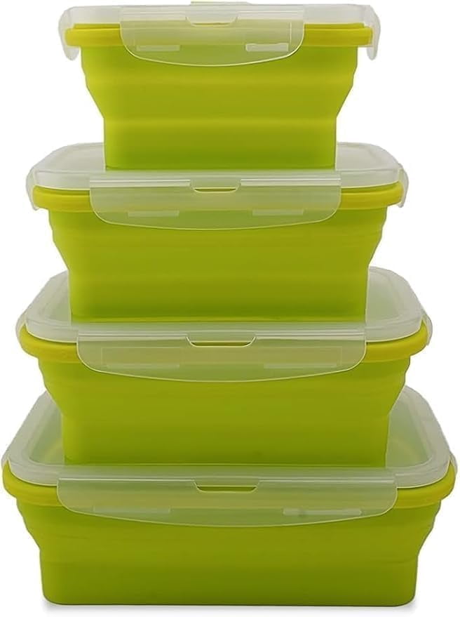 ARRM Foldable Silicone Rectangle Collapsible Lunch Box Food Storage ...