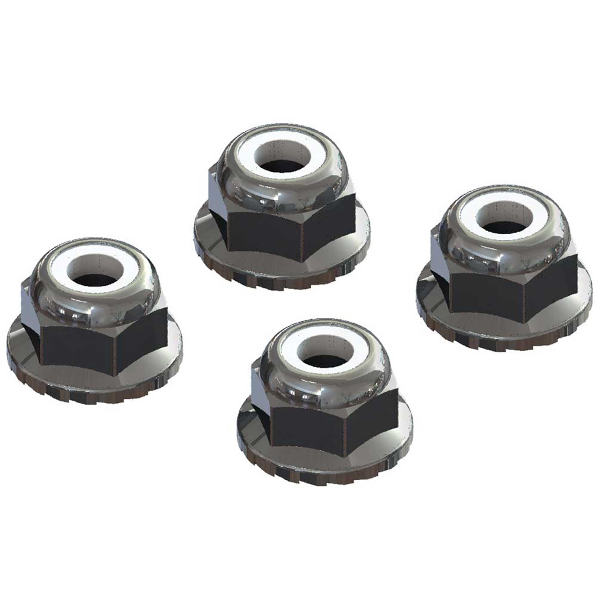 ARRMA AR708008 Flanged Nyloc Locknut 4mm Silver 4 ARAC9699 Elec Car ...