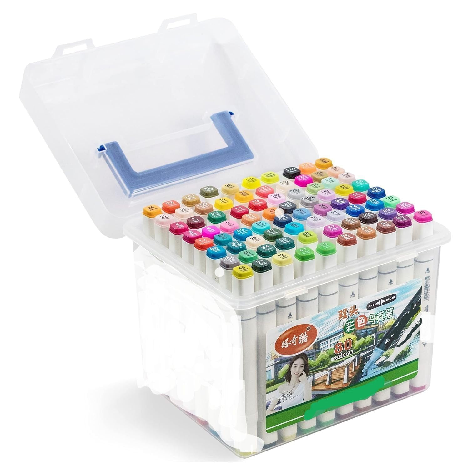 ARROLLIANT 80 Colors Markers Dual Tip Alcohol Markers Brush Pens for ...