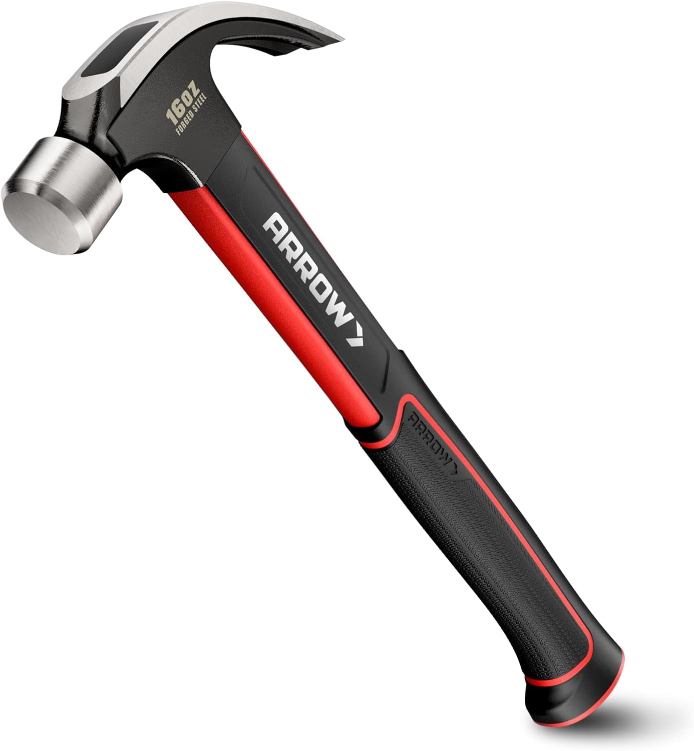 ARROW 16oz Claw Hammer with Shock-Absorbing Fiberglass Handle, Smooth ...