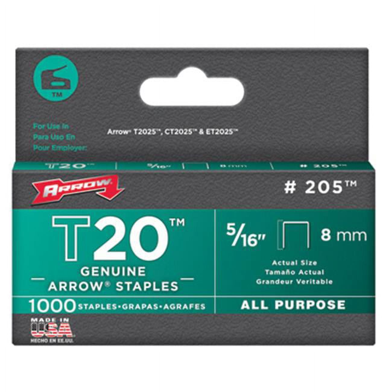 Arrow Fastener 205 Flt Staples 5/16" 1000/Bx 5 Pack - Walmart.com