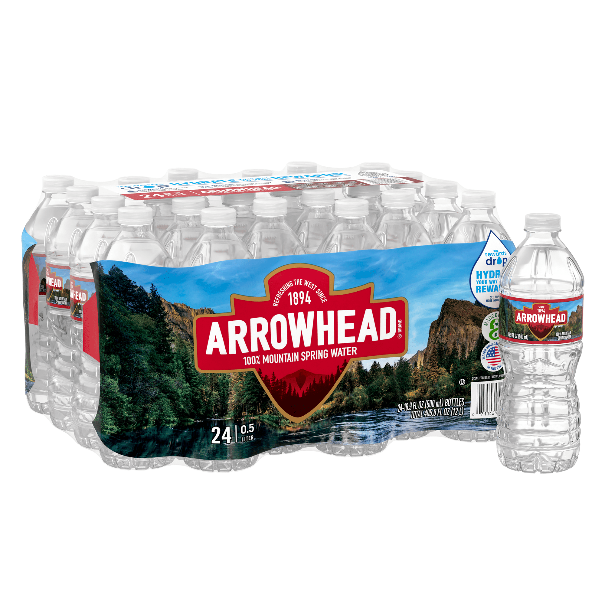 Arrowhead Mountain Spring Water, 16.9 fl oz, 24-Pack Plastic Bottles ...
