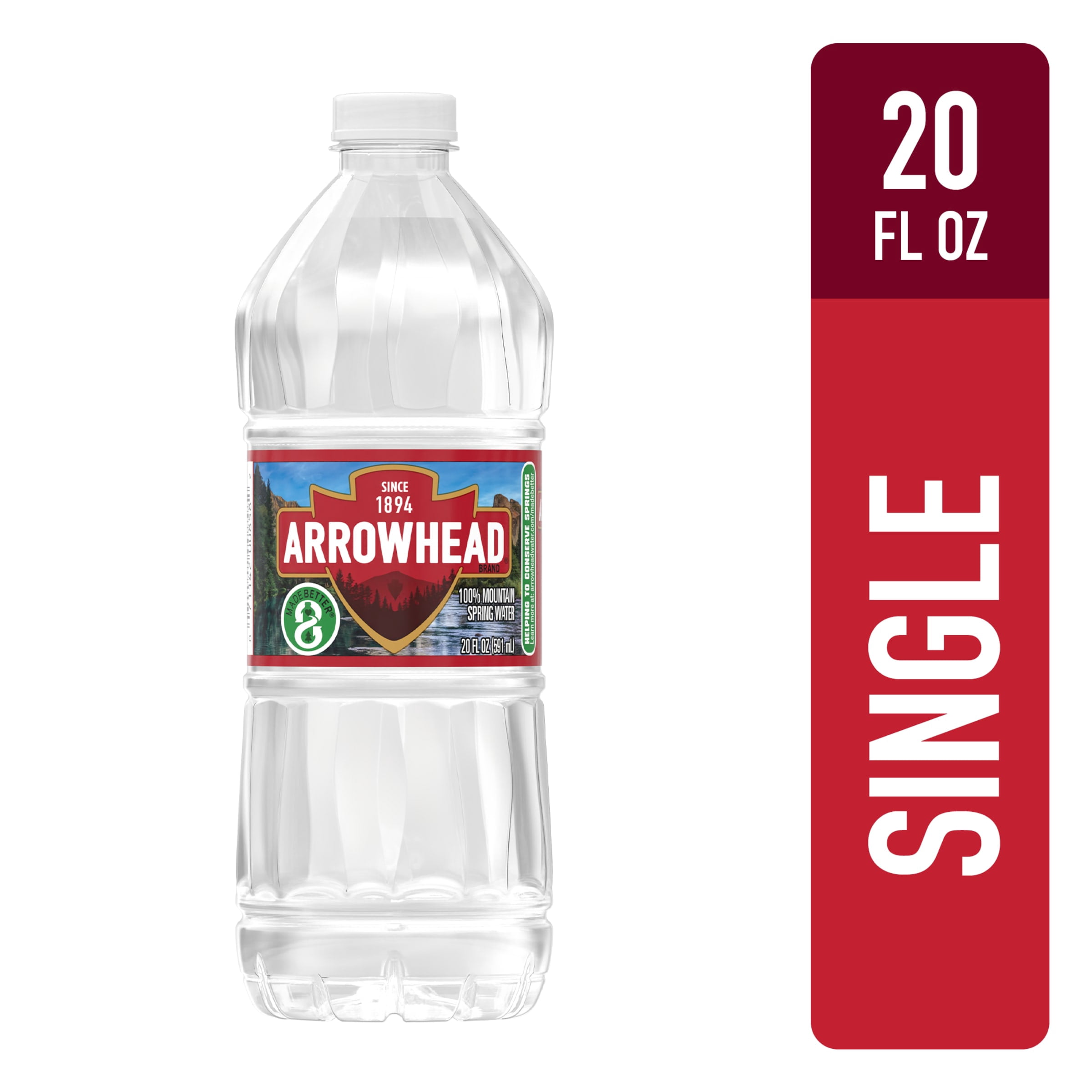 Arrowhead Mountain Spring Water, 20 fl oz, Single Plastic Bottle ...