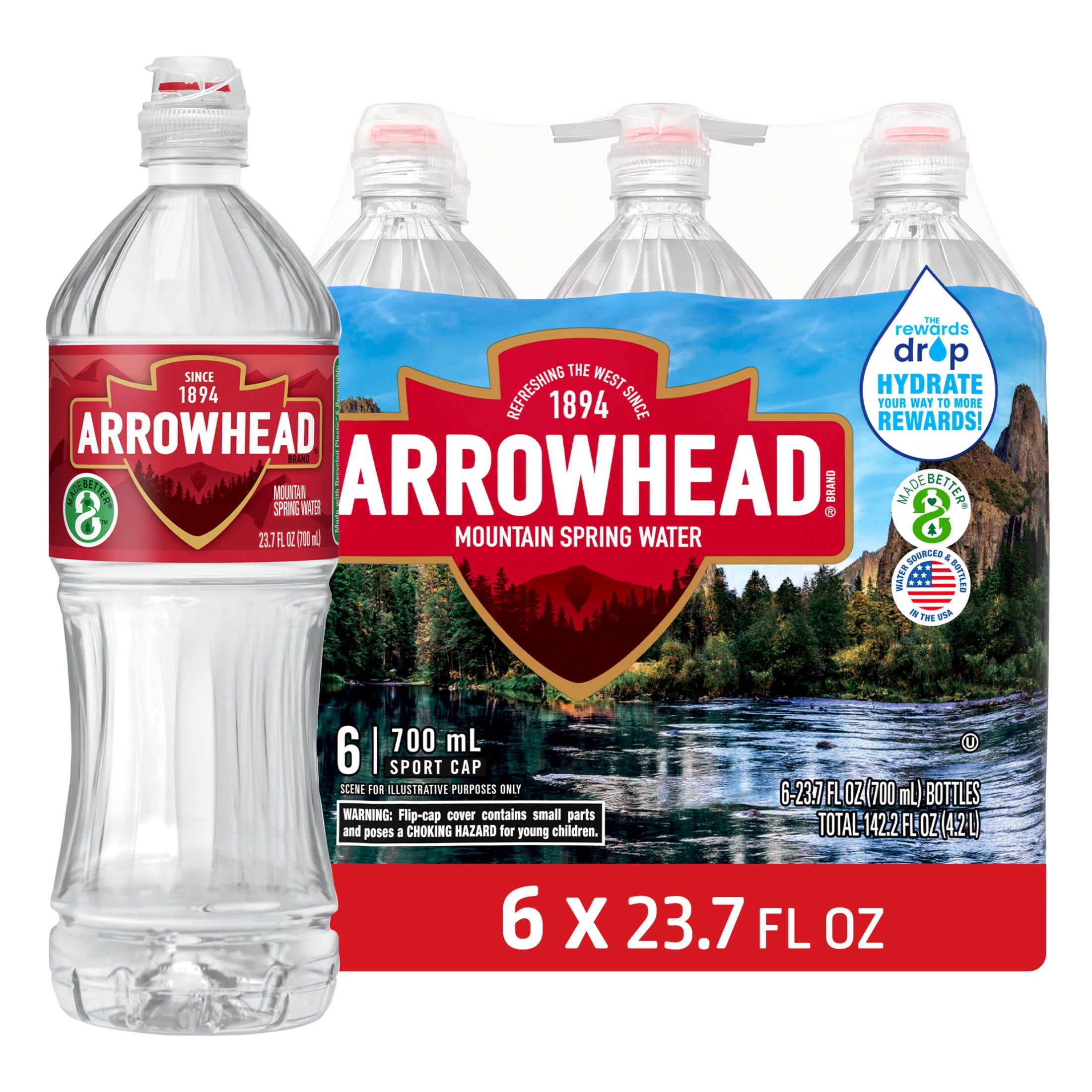 Arrowhead Mountain Spring Water, 23.7 fl oz Sport Cap Plastic Bottles ...