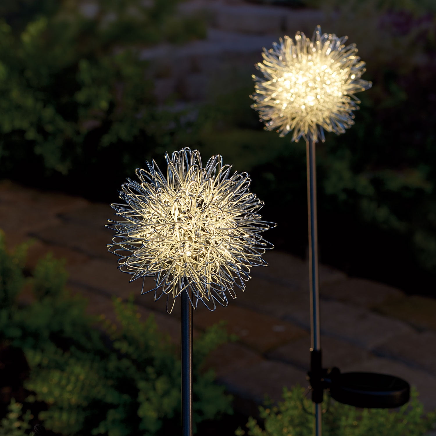ART & ARTIFACT Dandelion Solar Garden Decorations - Set of 2 LED Flower ...