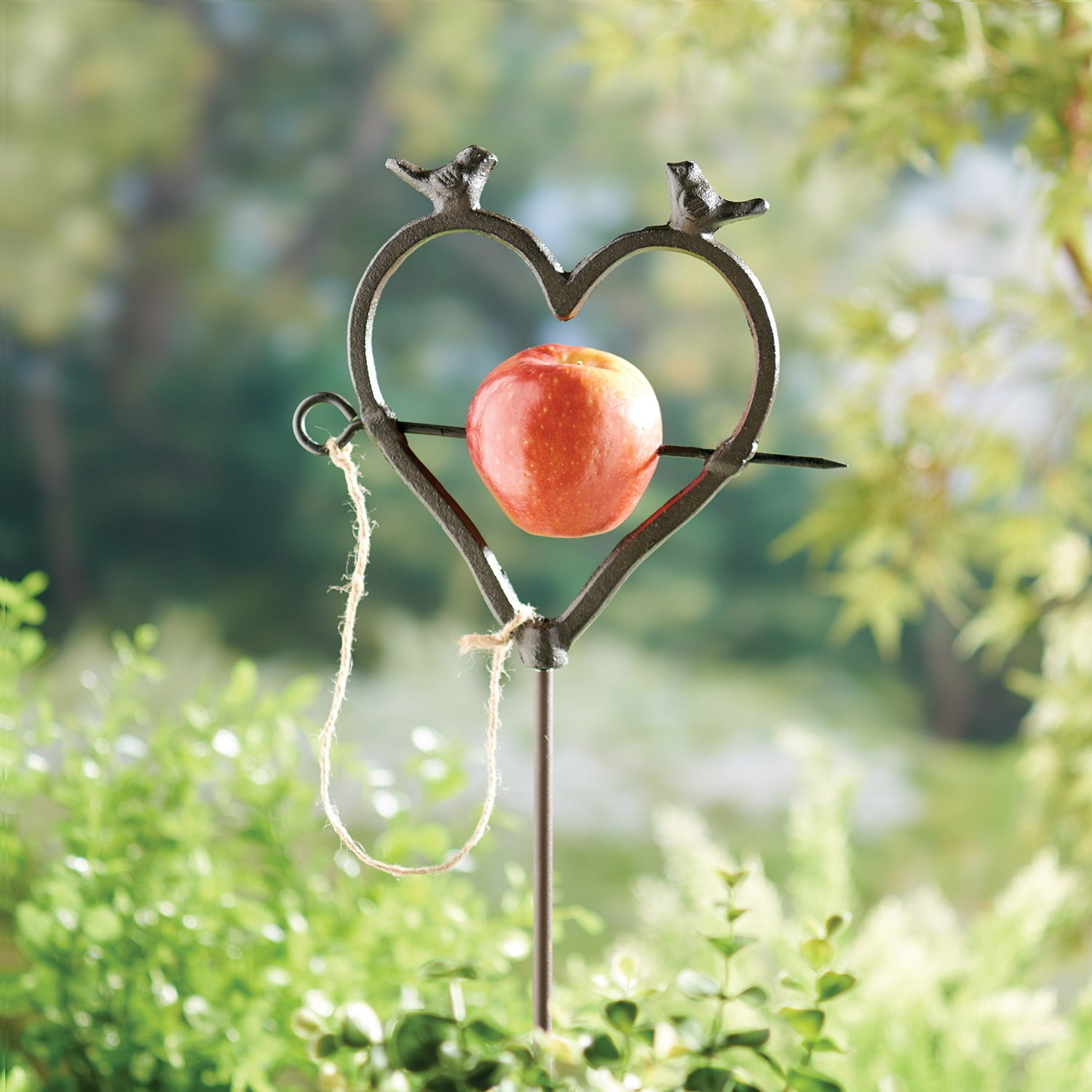 ART & ARTIFACT Heart Shaped Bird Feeder Stake for Fruit - Cast Iron ...