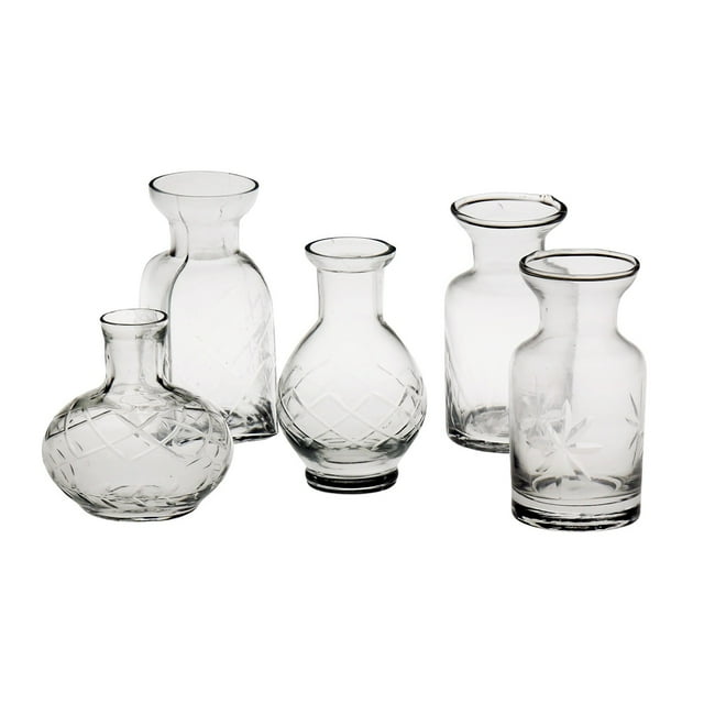ART & ARTIFACT Mini Vases for Flowers - Small Glass Vases, Clear 5 Vase ...