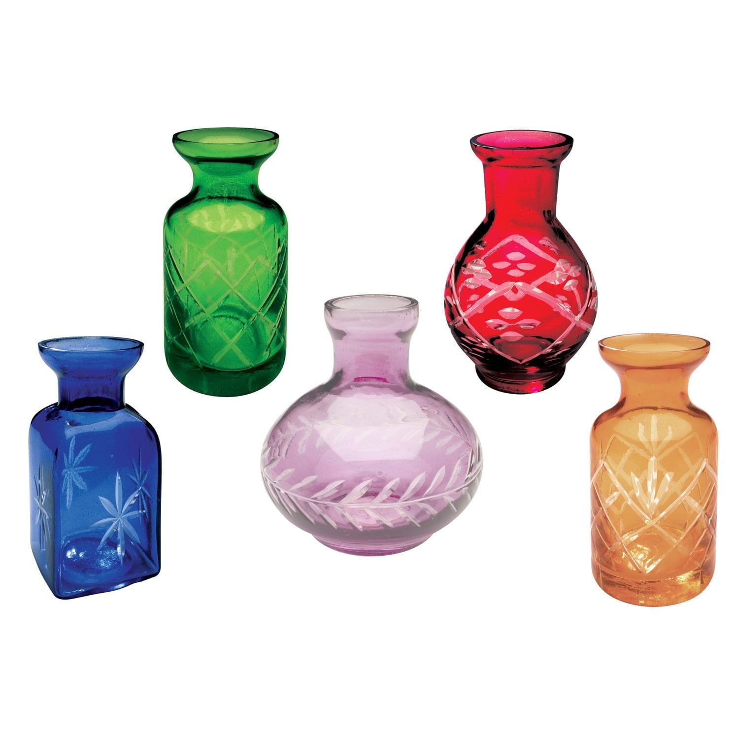 ART & ARTIFACT Colored Tiny Decorative Mini Vases - 5 Set Jewel Tones ...
