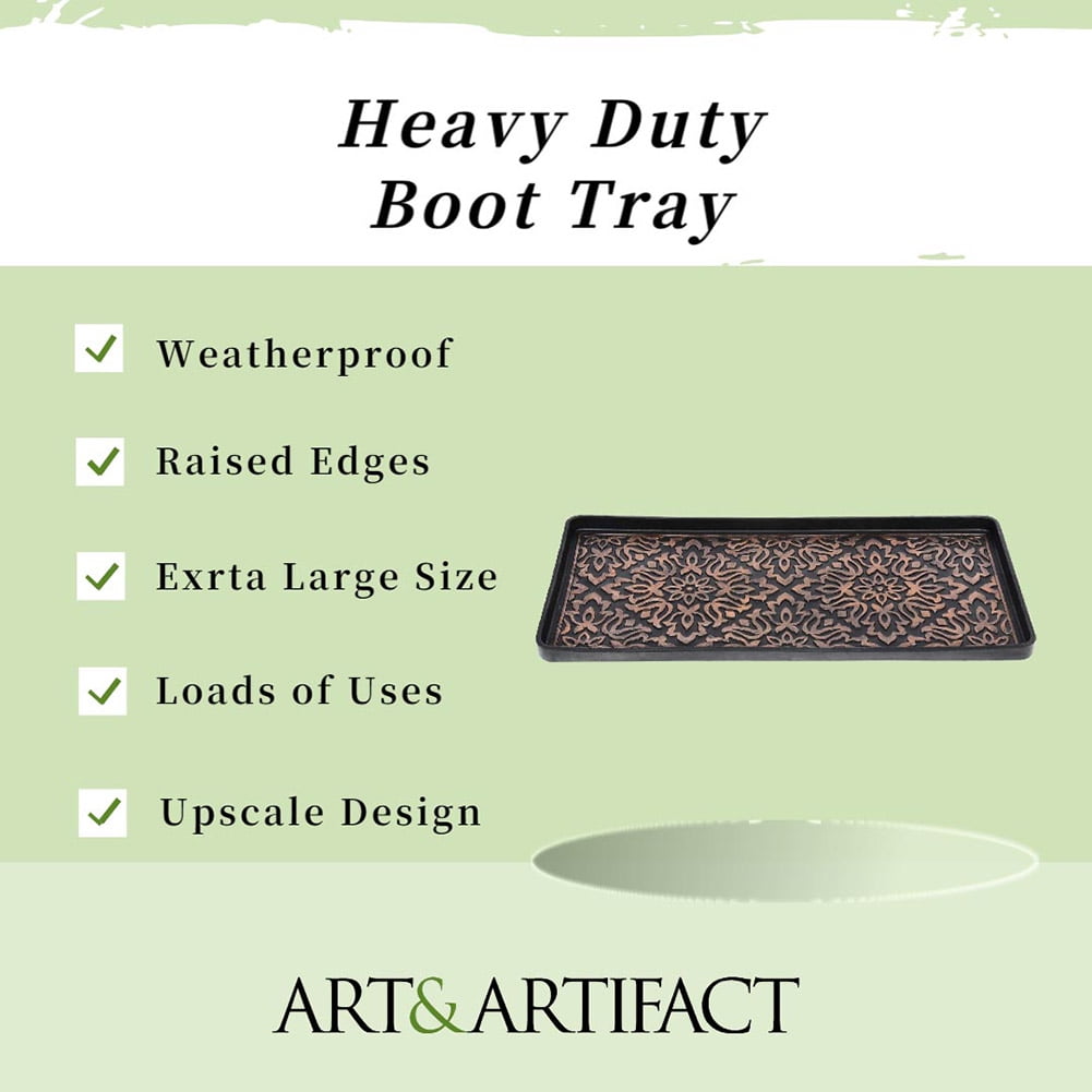 ART & ARTIFACT Rubber Boot Tray Wet Shoe Tray for Entryway Indoor ...