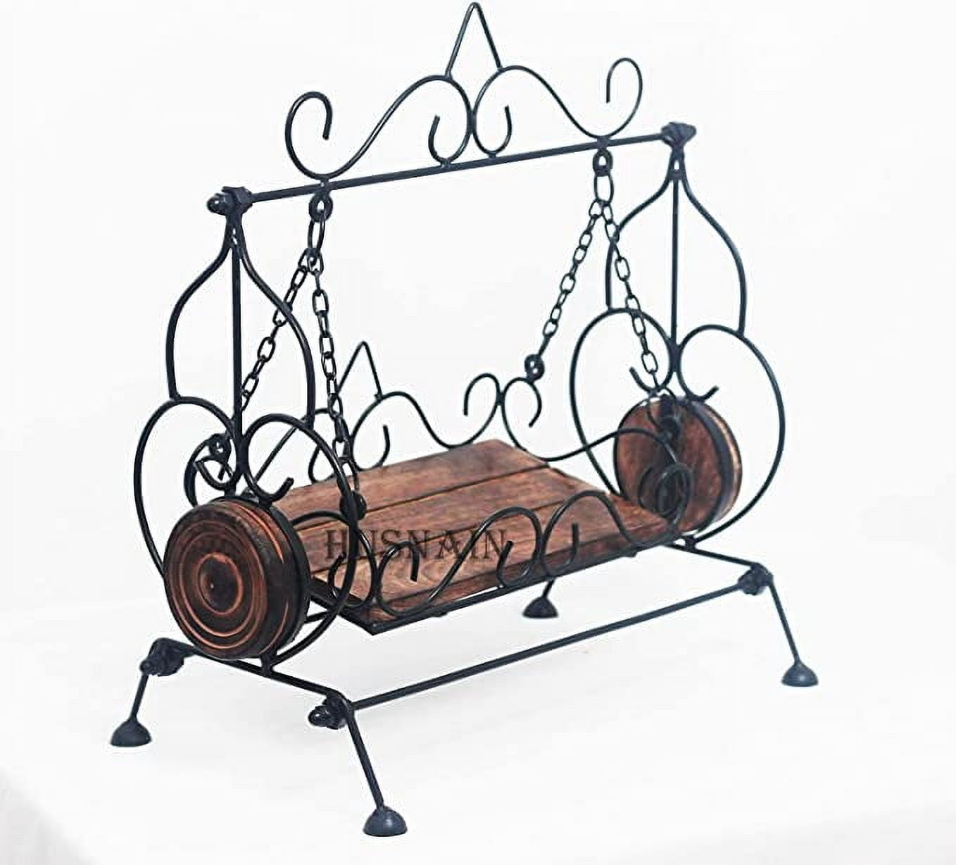 ART AND CRAFT INDIA Wooden & Wrought Iron Jhulla for Lord Krishna ...