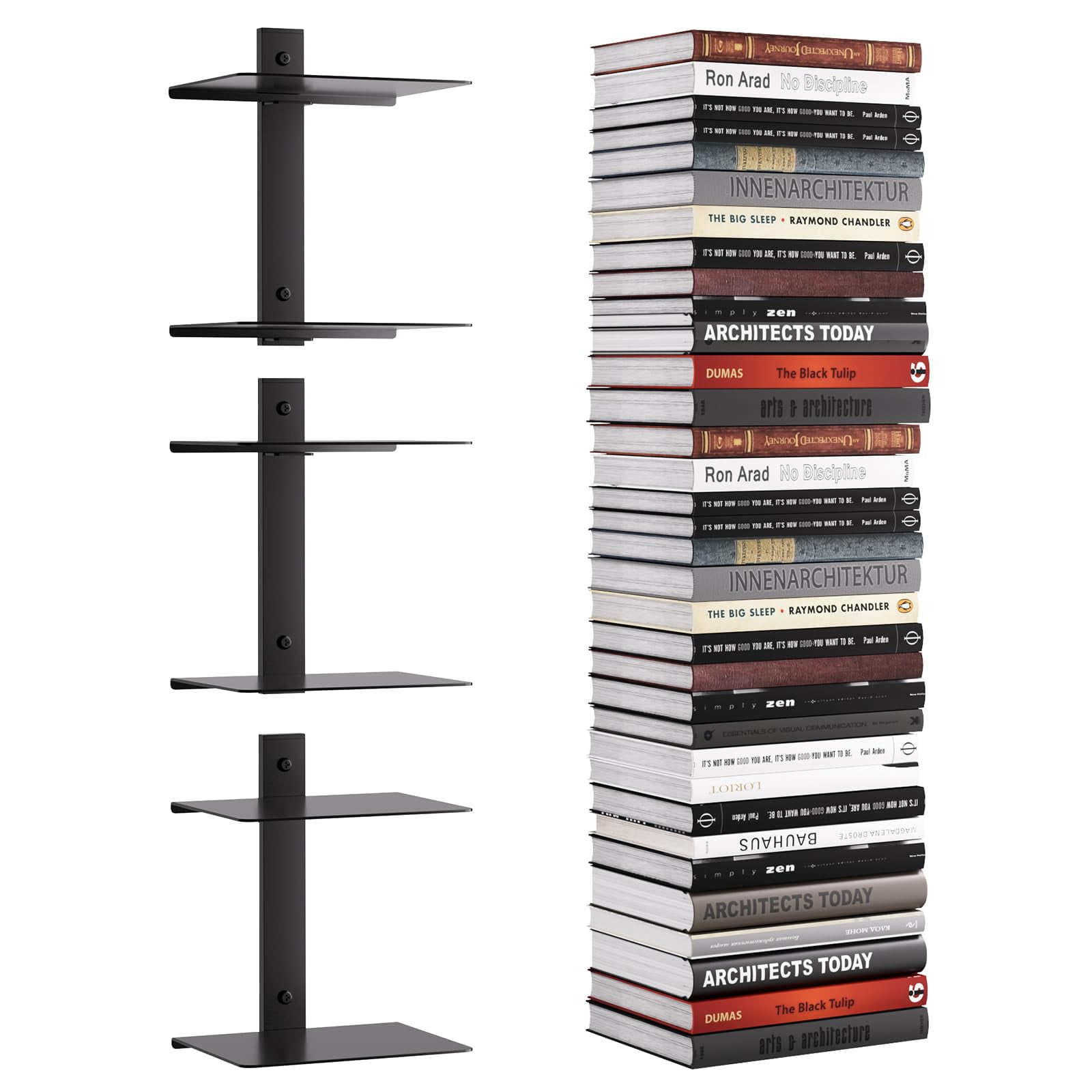 ART-GIFTREE Invisible Floating Bookshelf for Wall, 6 Tier Vertical ...