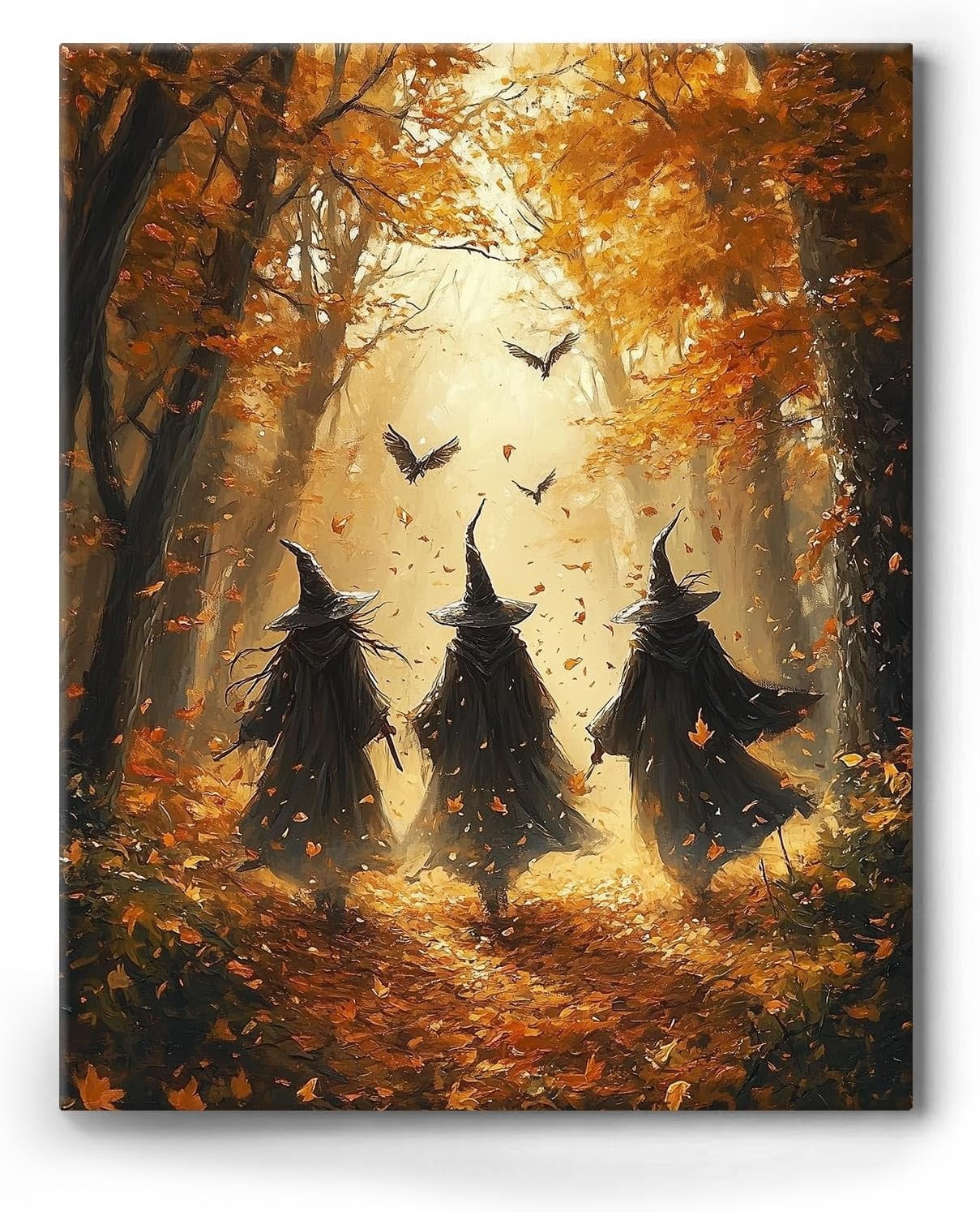 ART Halloween Wall Vintage Three Witches in The Forest Witchy Canvas ...