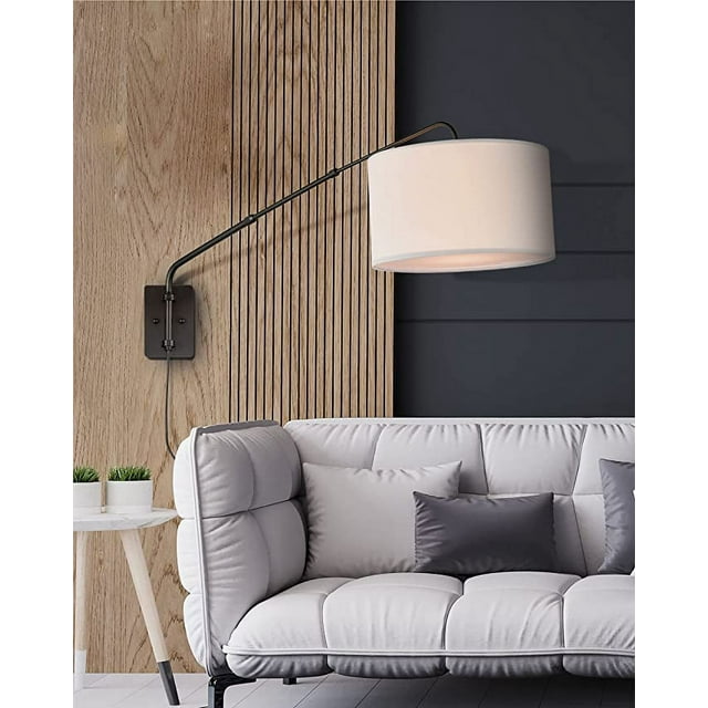 ART+LIGHT Adjustable Bedroom Wall Sconce, Telescopic Swing Arm, Plug ...