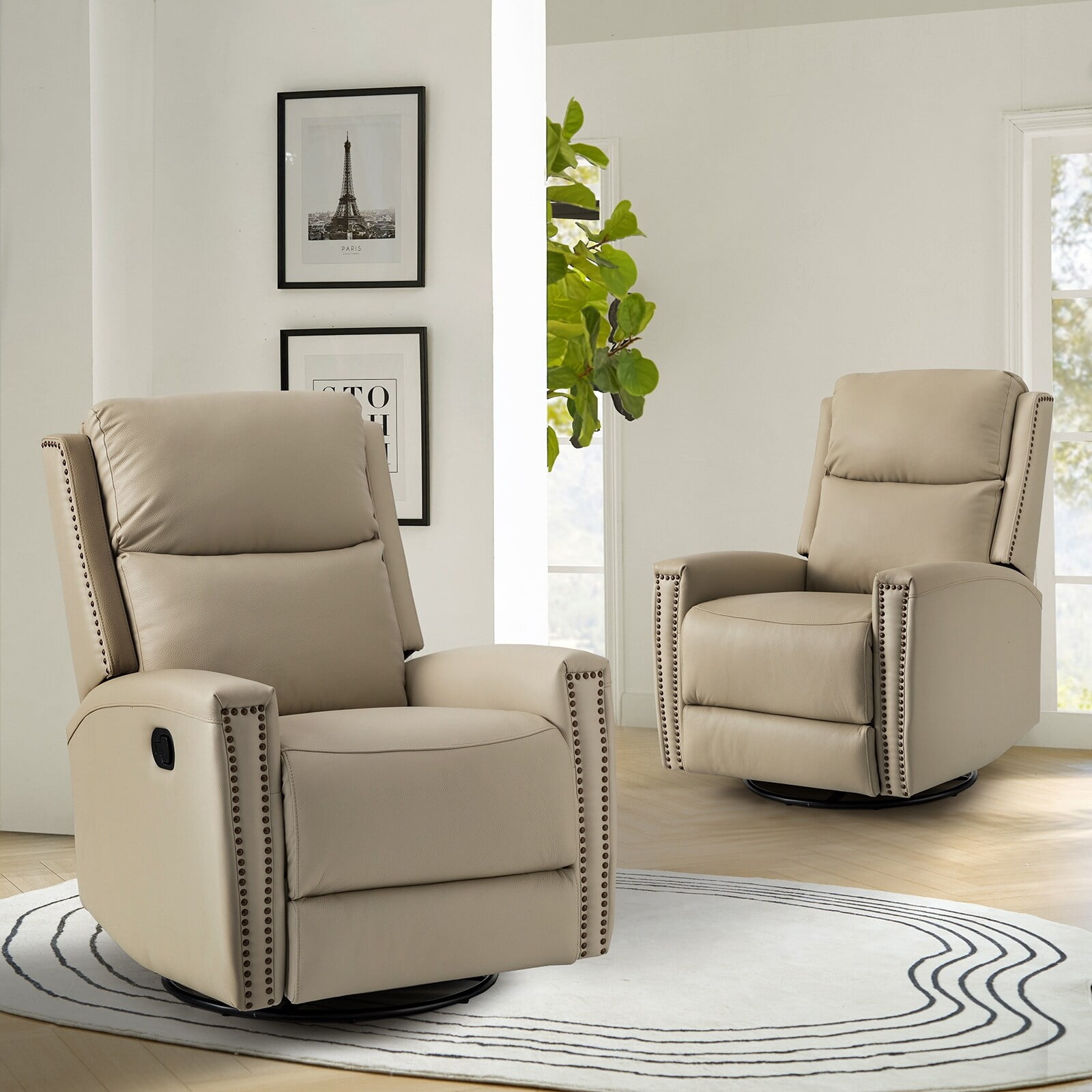 Art of Living Designs Fiacro 30.31"Wide Modern Genuine Leather Wingback ...