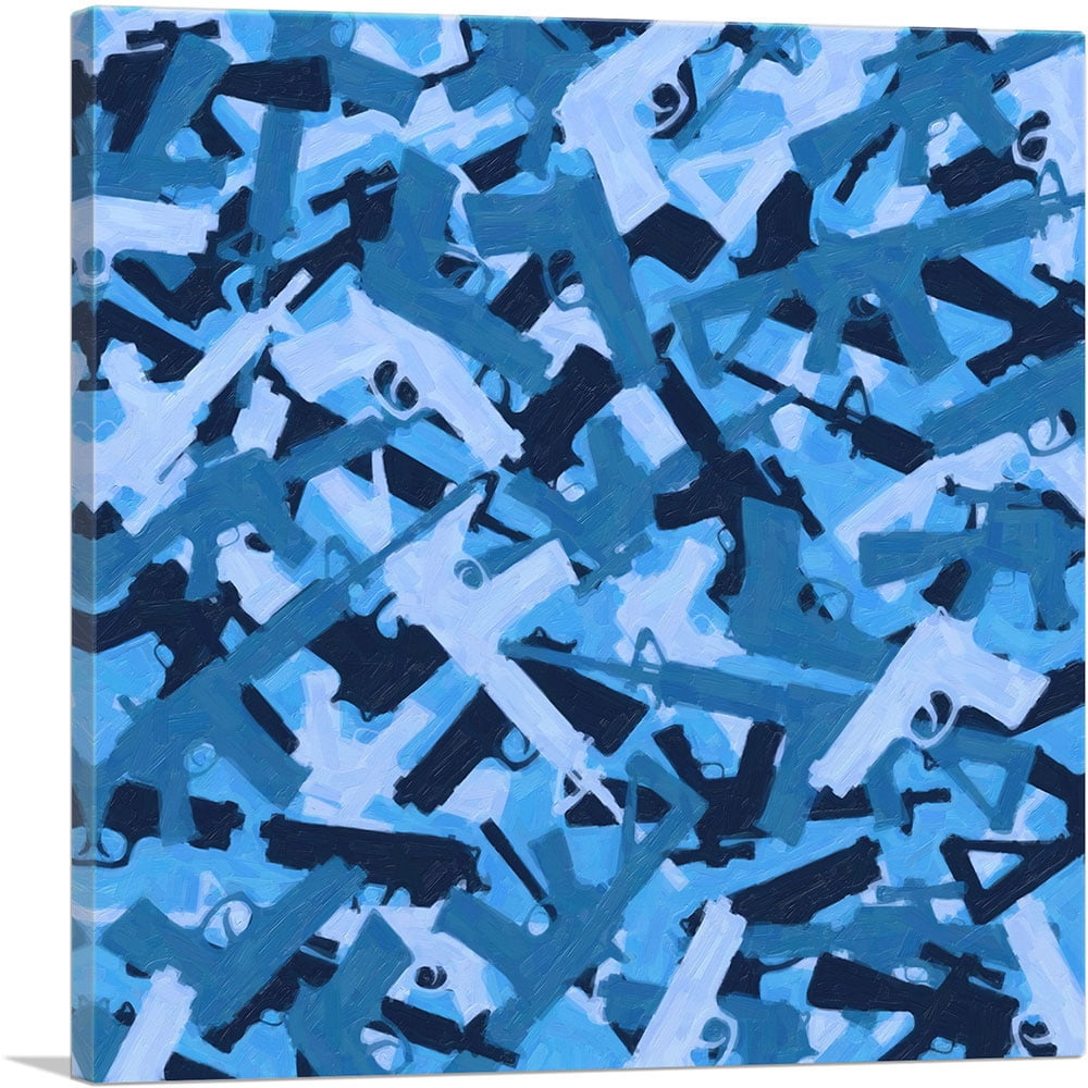 ARTCANVAS Black Baby Blue Camo Camouflage Machine Hand Gun Rifle ...