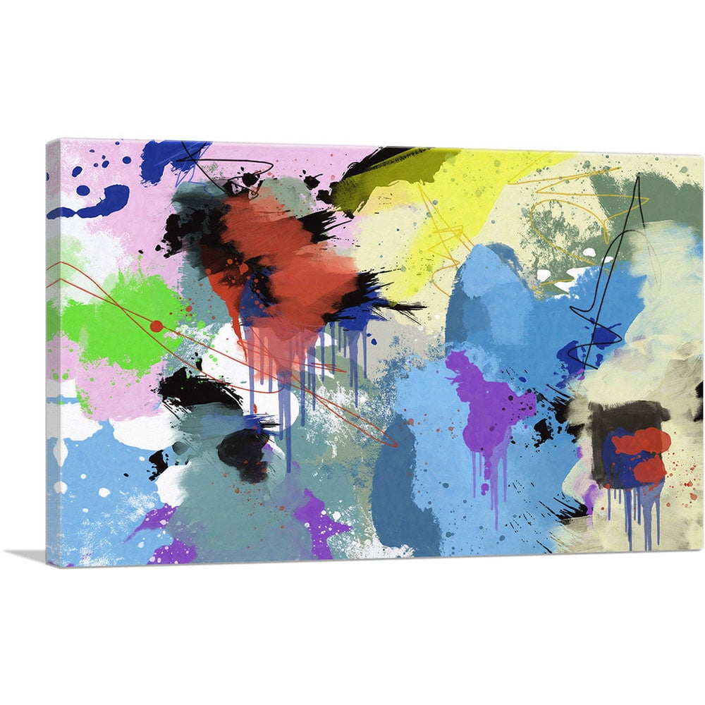 ARTCANVAS Blue Red Yellow Black Modern Rectangle Canvas Art Print ...