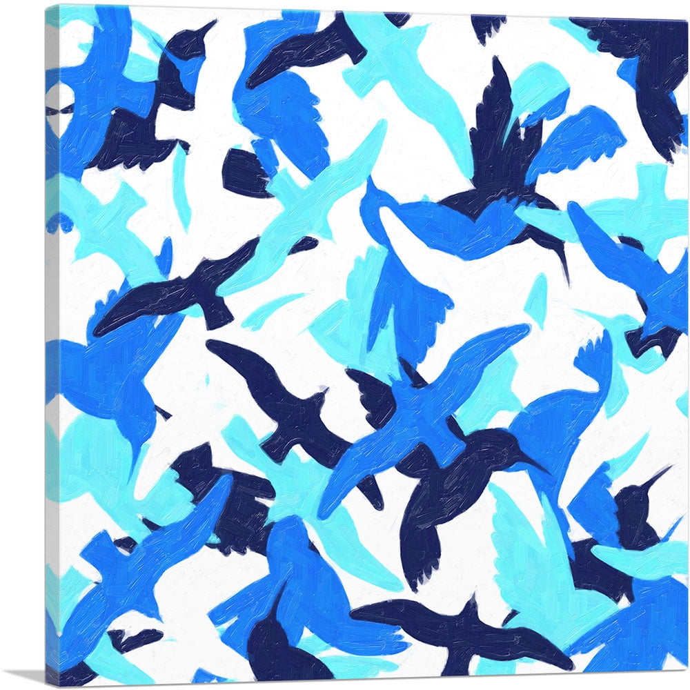 ARTCANVAS Blue White Bird Dove Camo Camouflage Pattern Canvas Art Print ...