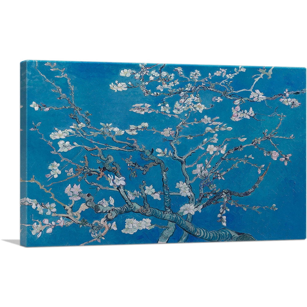 ARTCANVAS Branches with Almond Blossom - Blue Rectangle 1890 Canvas Art ...