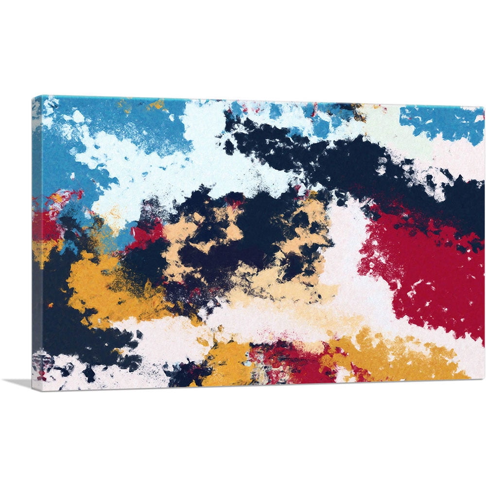 ARTCANVAS Chery Baby Blue Tan Modern Rectangle Canvas Art Print - Size ...