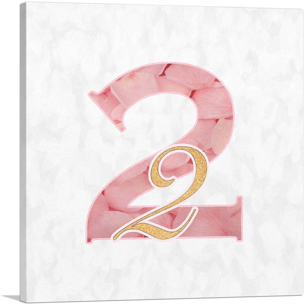 ARTCANVAS Chic Pink Gold Alphabet Number 2 Two Numeral Canvas Art Print ...